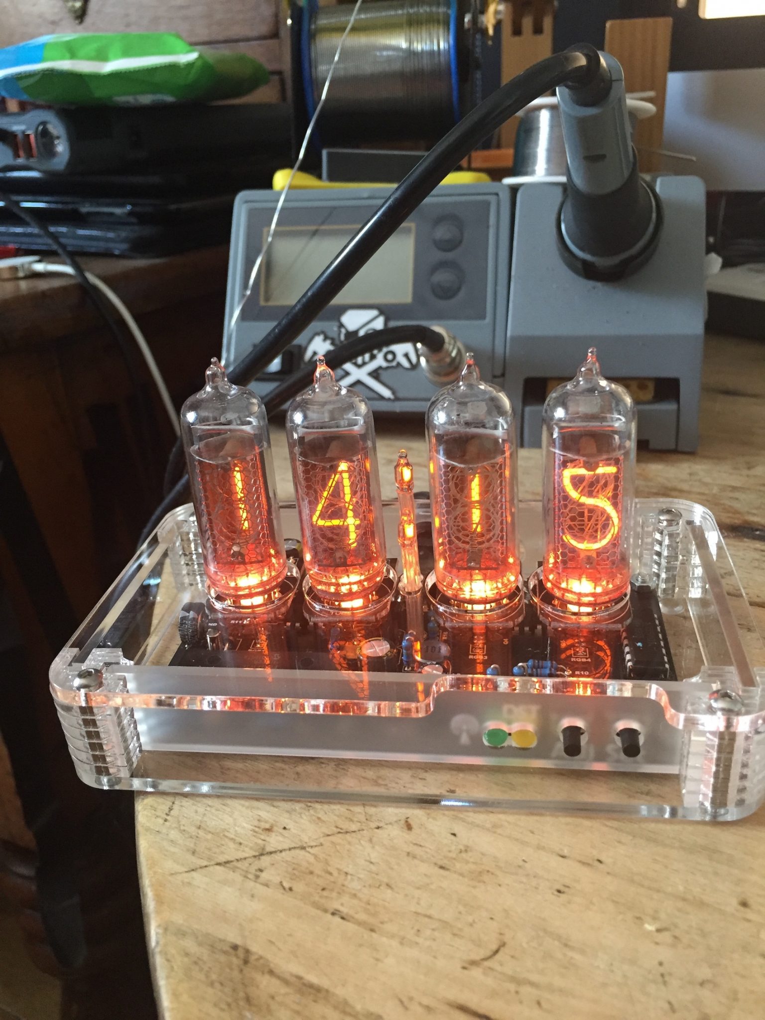 Desk nixie clock with four IN-14 Tubes | Nixie Boulevard