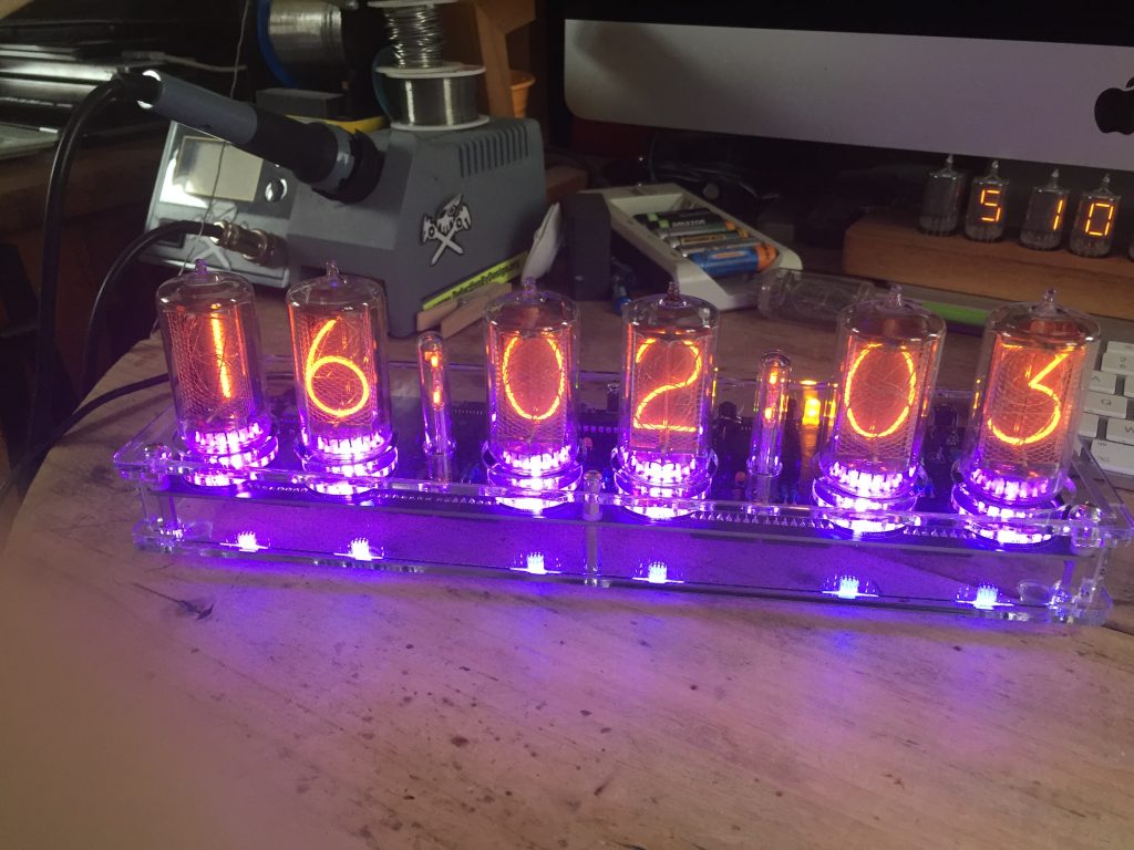 Nixie Clock with big nixie IN18 tubes + Multicolor LEDs + options ...